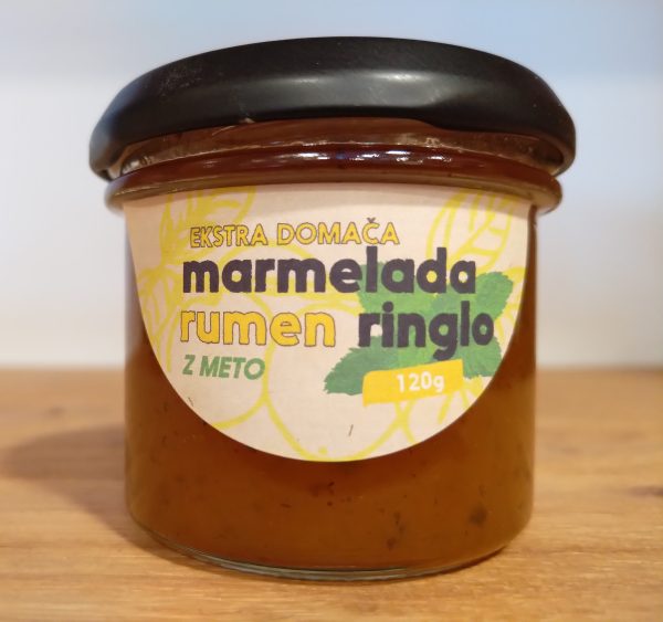 Ekstra domača marmelada – rumen ringlo in meta 120g – Kraševka